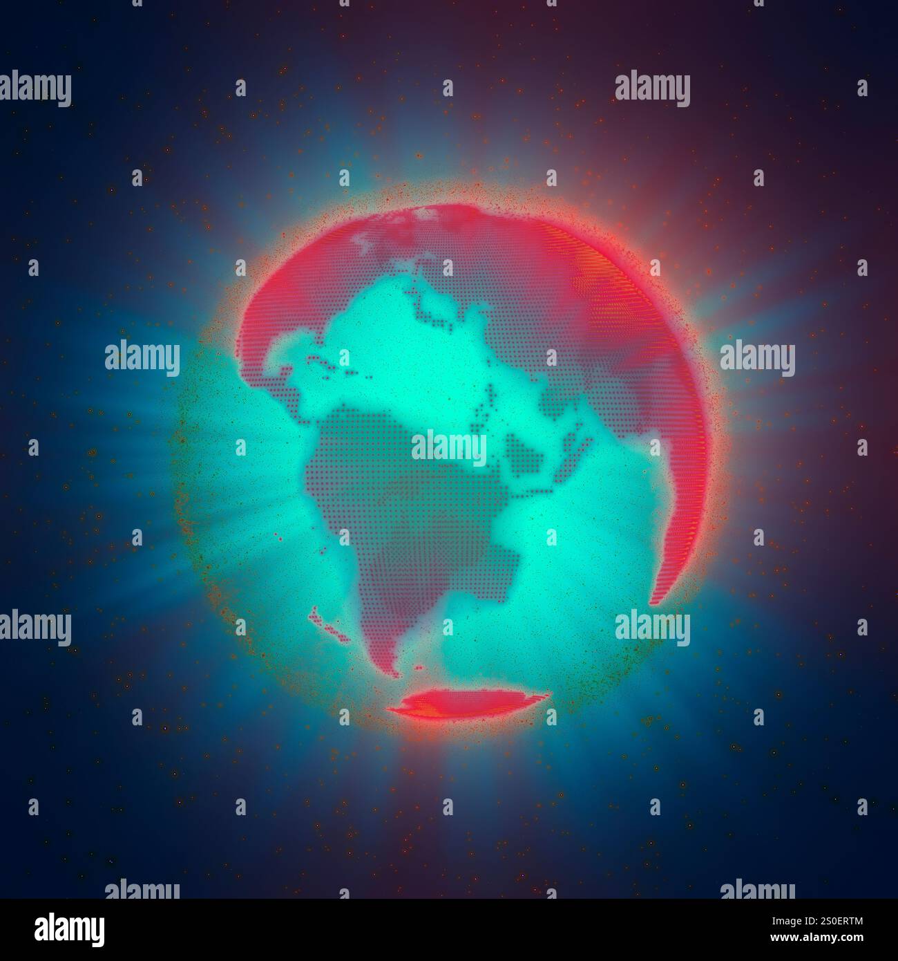 Abstract image of the Earth, with the continents represented by a ...
