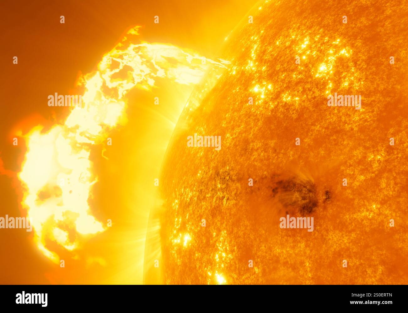Illustration of a coronal mass ejection emanating from the Sun. These ...
