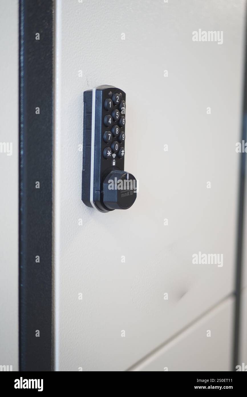 Modern Digital Lock on a White Locker Provides Secure Access Control ...