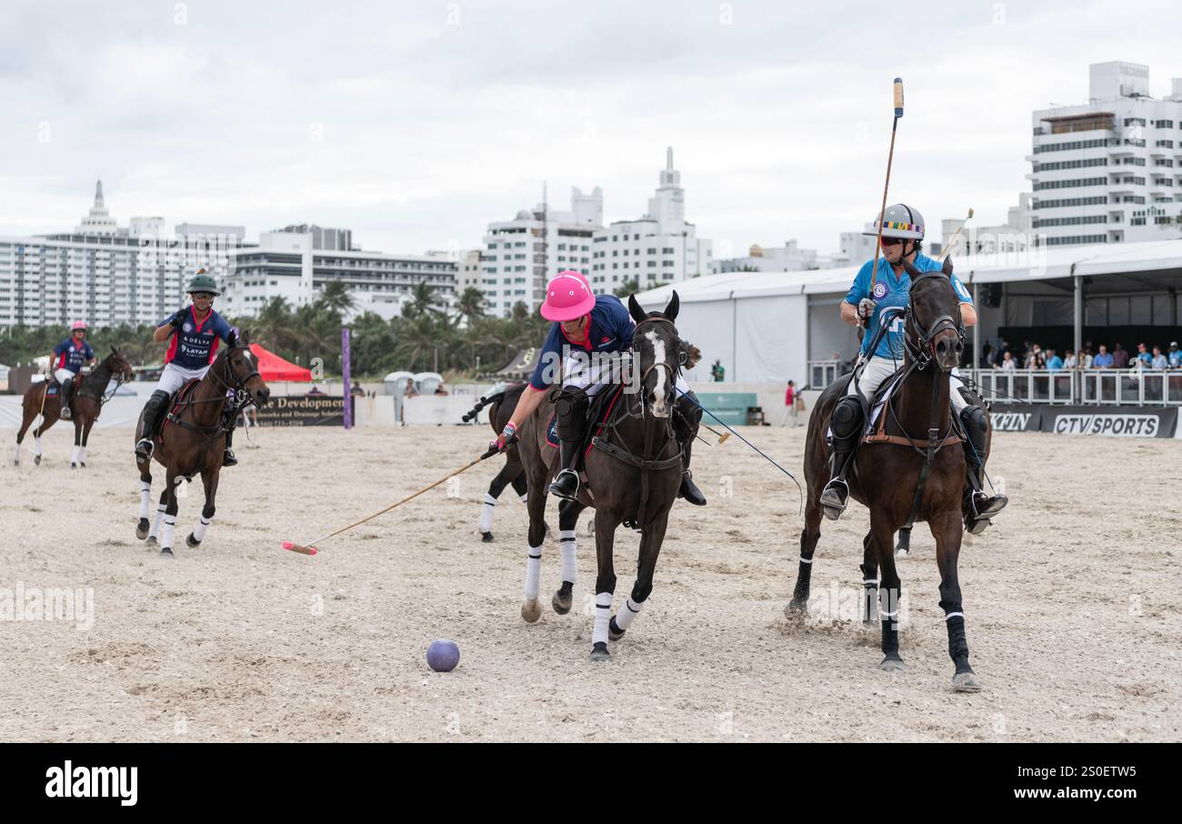 Miami Beach , USA-November 17. 2024: Polo players play at the World ...