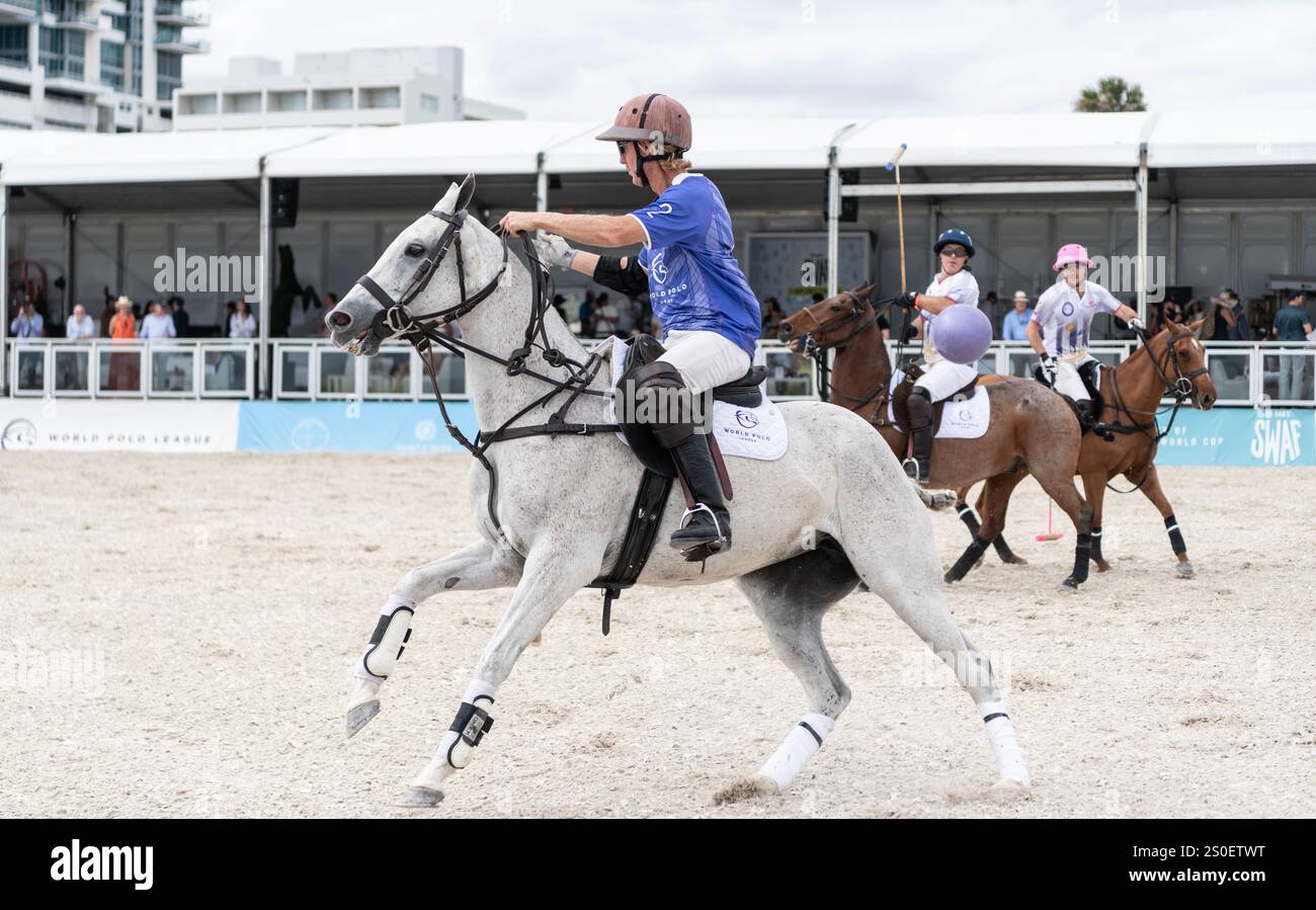 Miami Beach , USA-November 17. 2024: Polo players play at the World ...