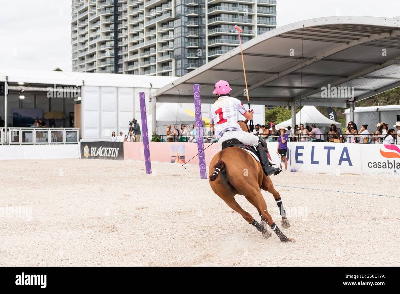 Miami Beach , USA-November 17. 2024: Polo players play at the World ...