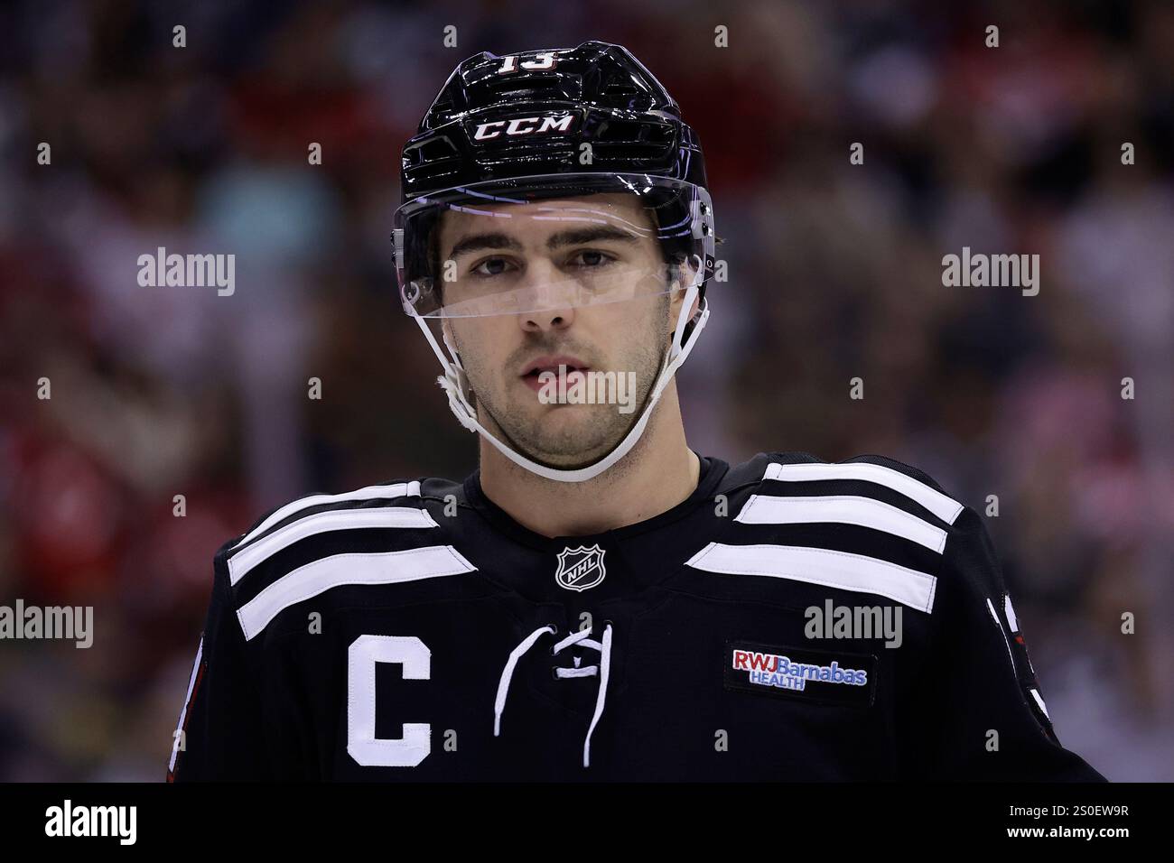 New Jersey Devils Center Nico Hischier 13 Reacts In The First Period