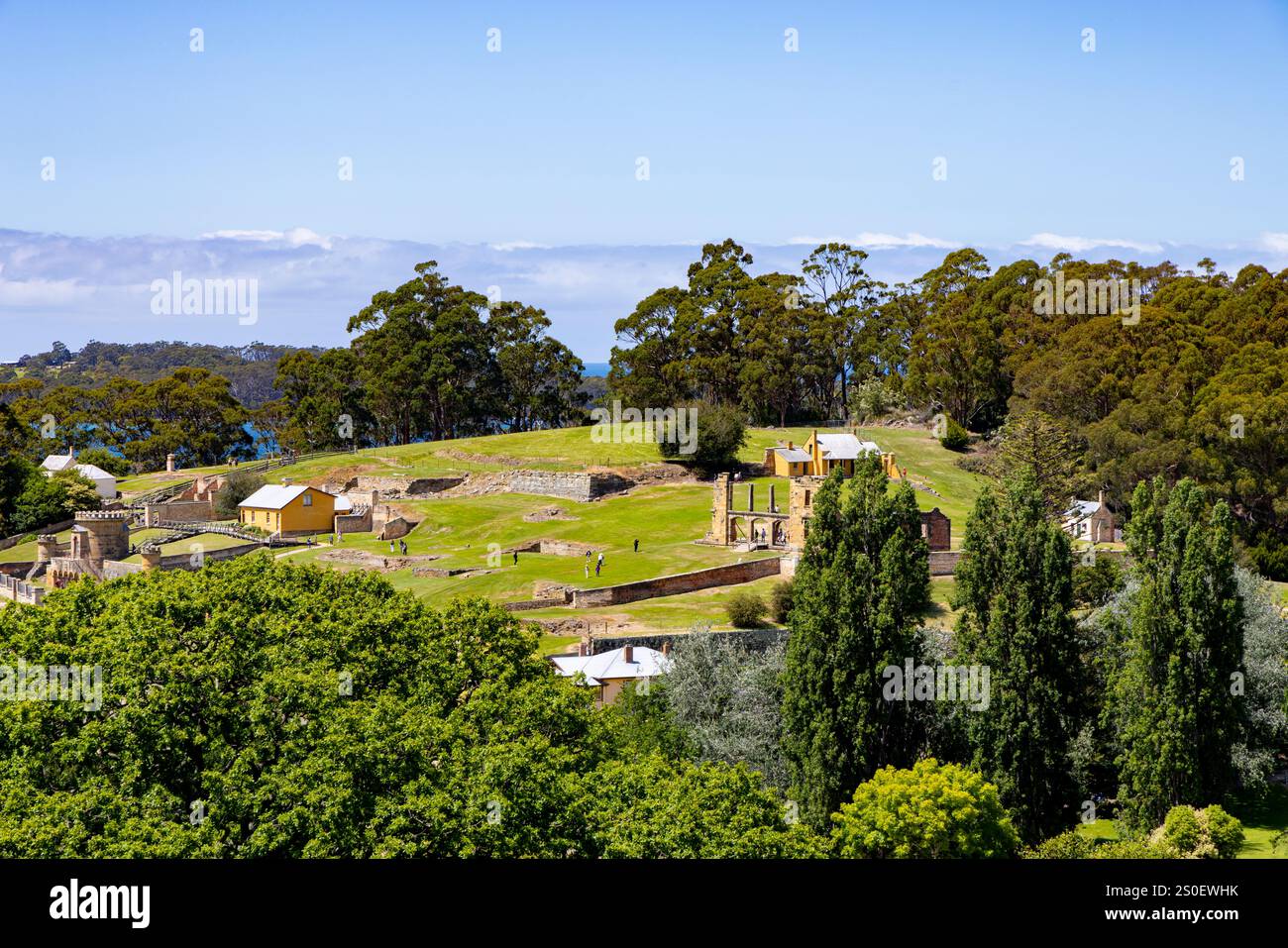 View of Port Arthur former prison complex and now open air museum from ...