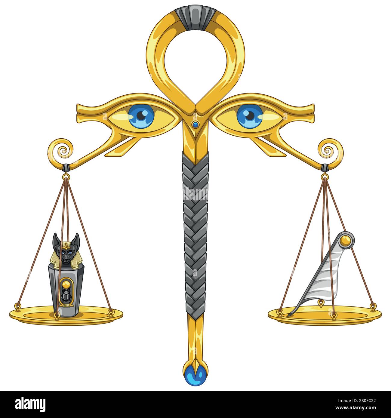 Egyptian scales with eyes of the god Horus, Scales of the god Anubis ...