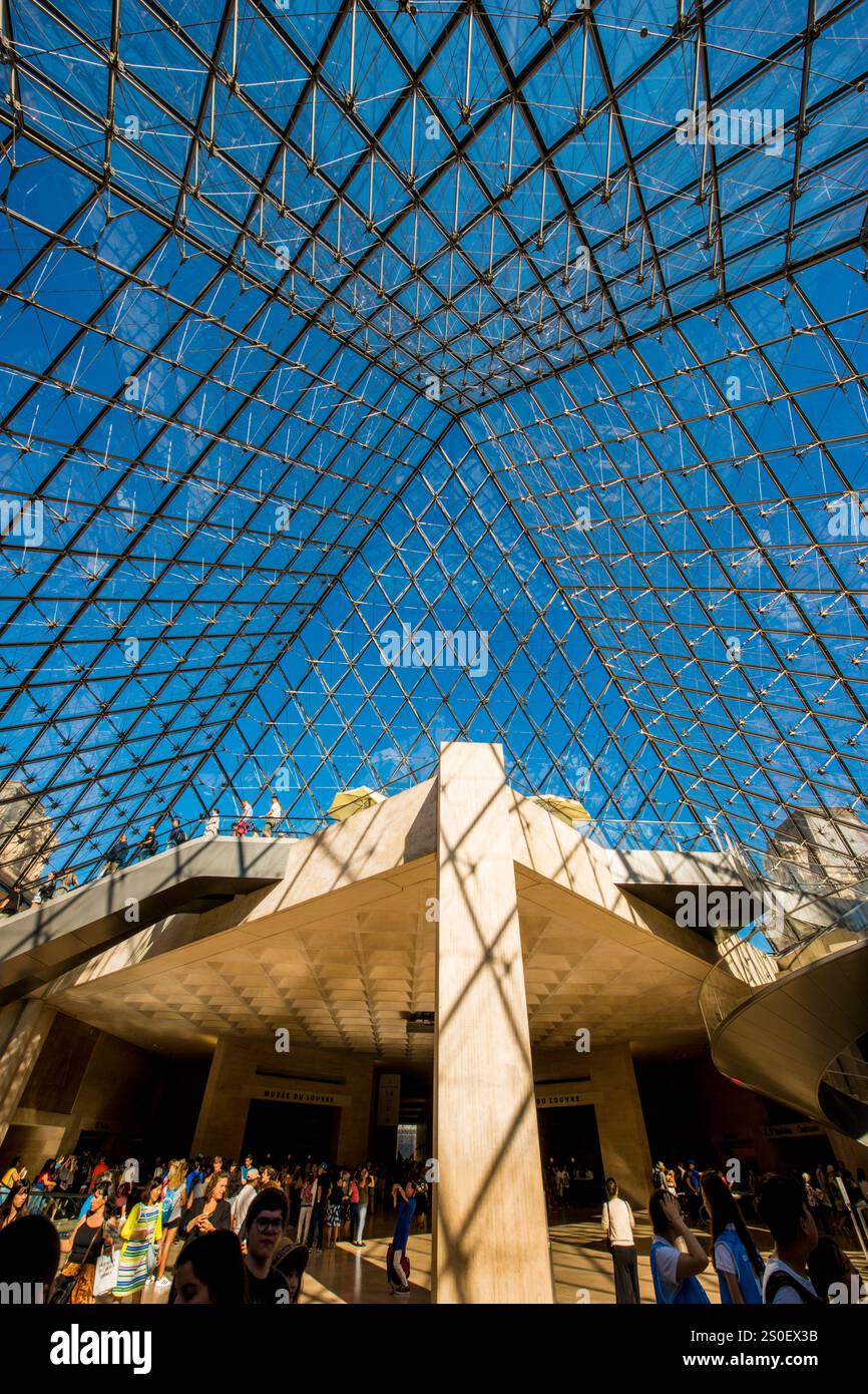 Leoh Ming Pei glass pyramid in Napoleon Courtyard, The Louvre, Paris ...