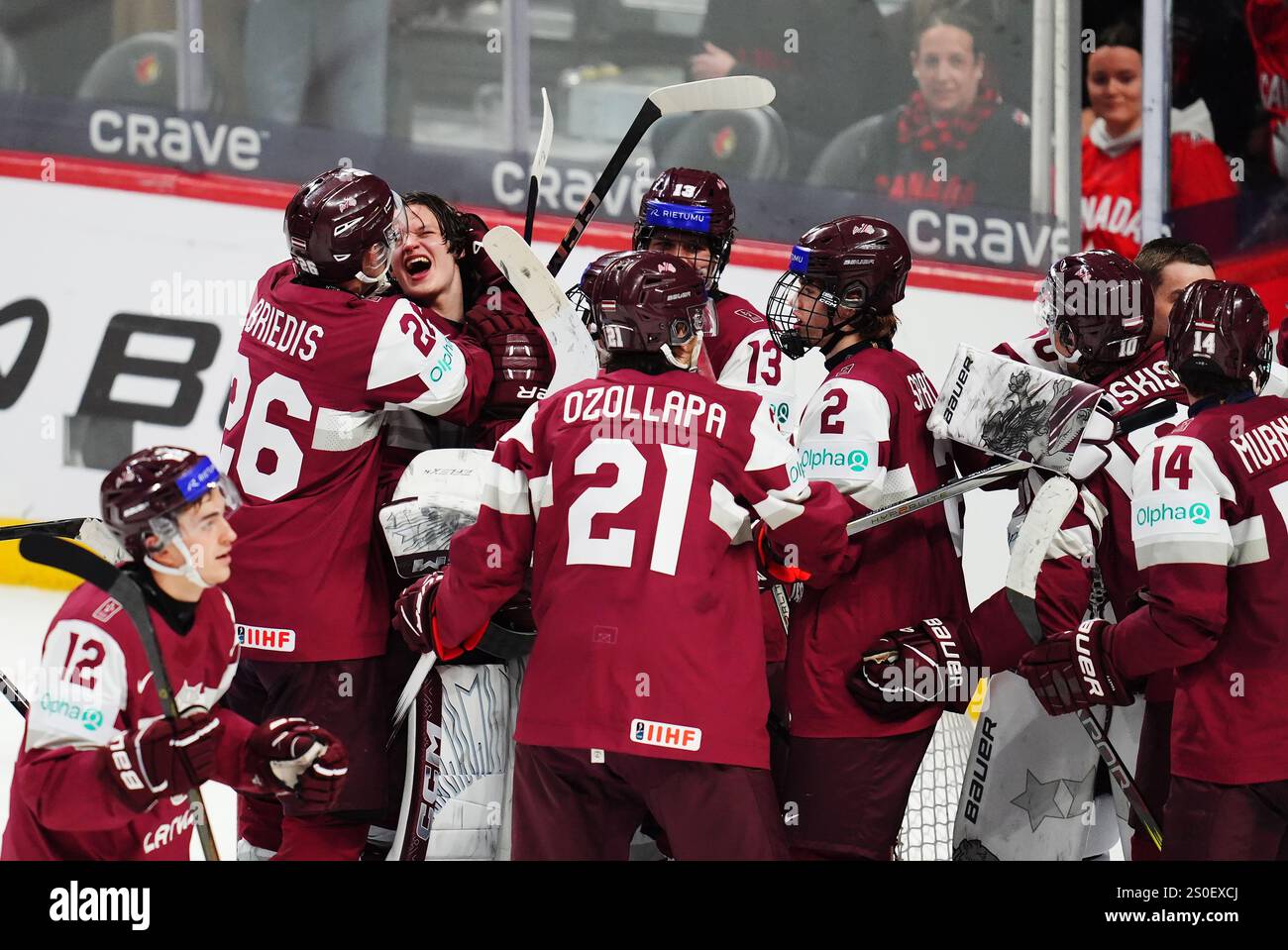 Ottawa, Canada. 27th Dec, 2024. Latvia goaltender Linards Feldbergs ...