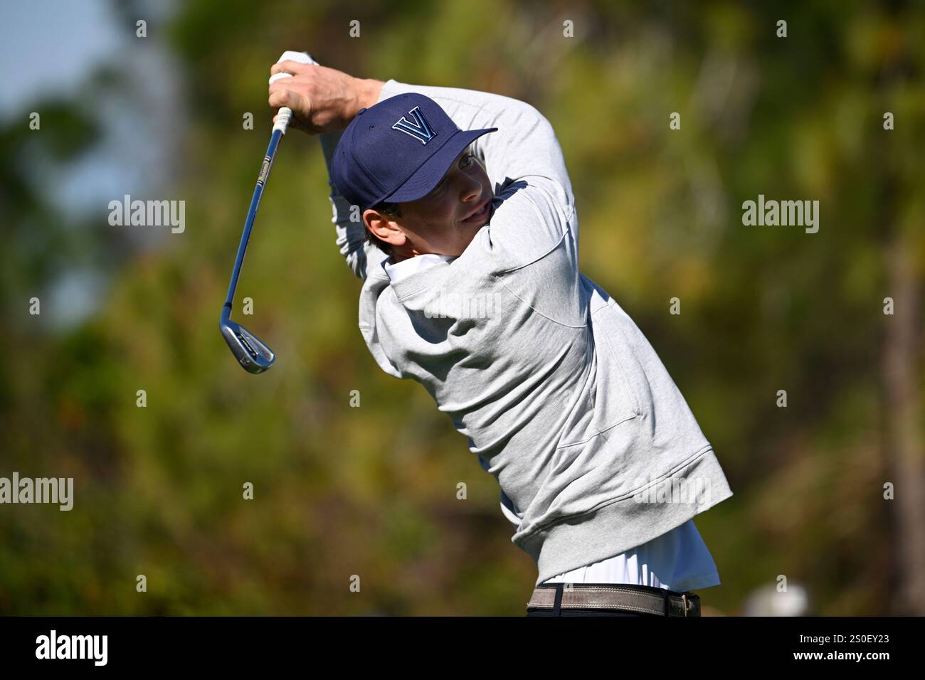 Luke Leonard tees off on the fourth hole during the first round of the ...