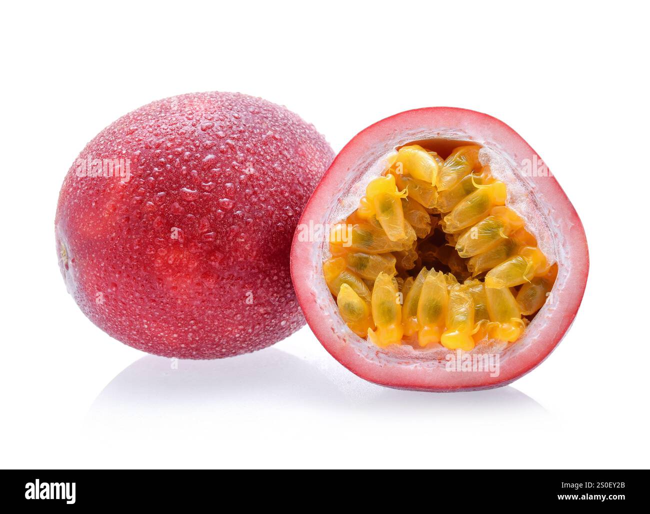 Passion fruit with drop of water isolated on white background Stock ...