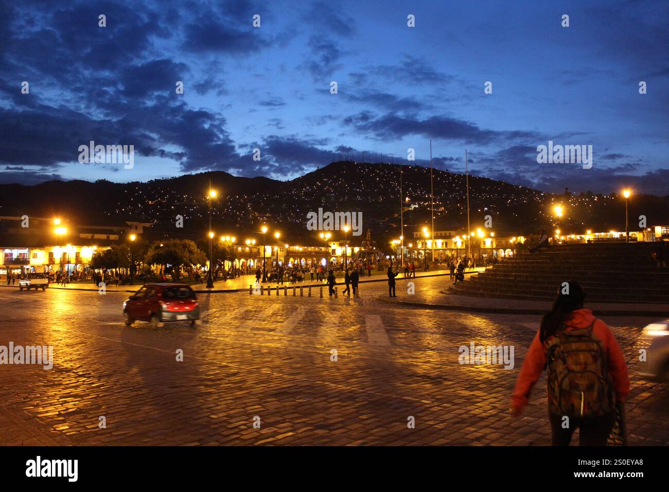 Night view of Plaza de Armas in Cusco, Peru Stock Photo - Alamy