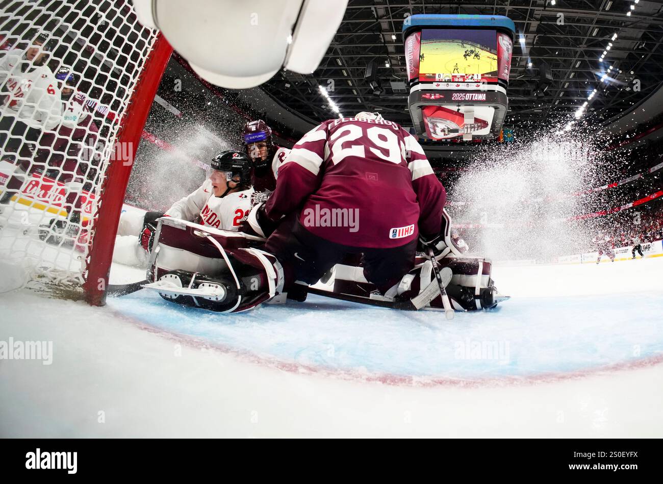 Ottawa, Can. 27th Dec, 2024. Latvia goaltender Linards Feldbergs (29 ...