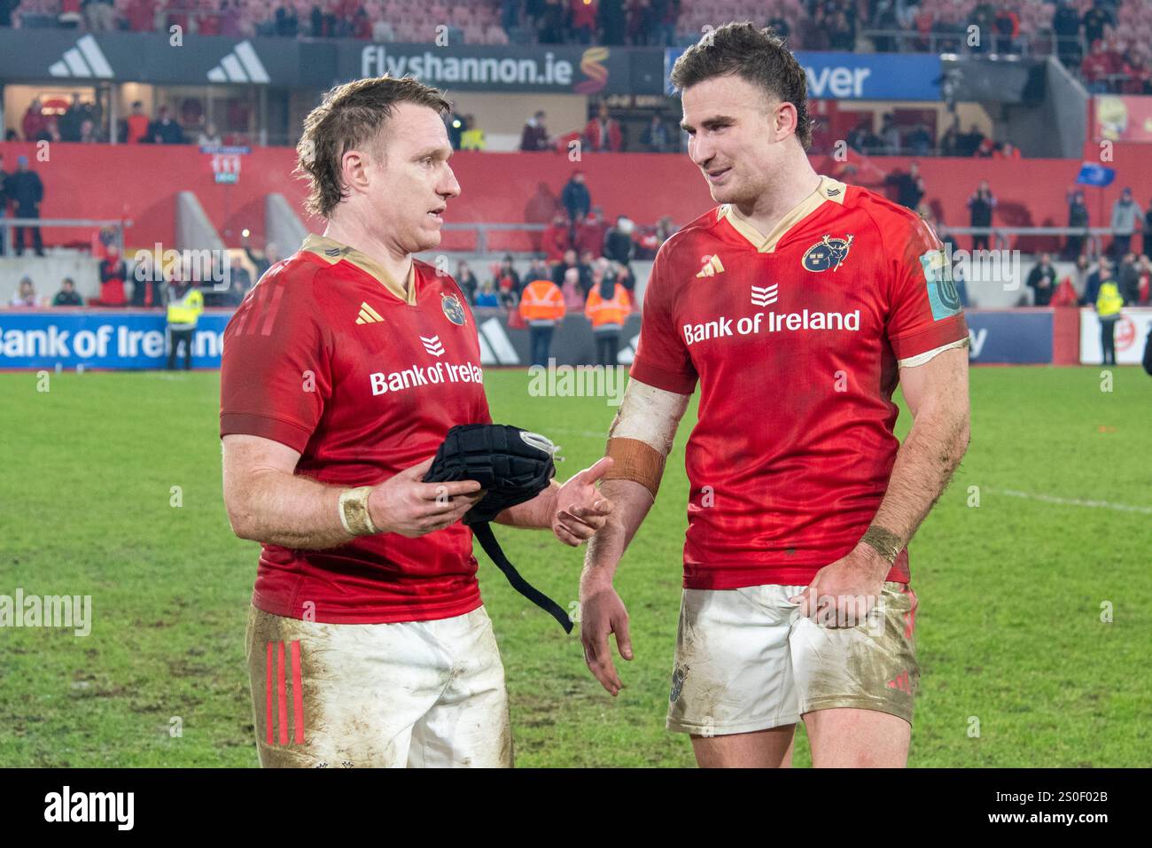Limerick, Ireland. 28th Dec, 2024. Rory Scannell of Munster and Shane ...