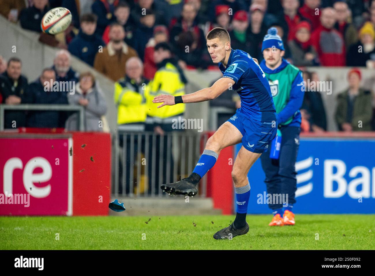 Limerick, Ireland. 28th Dec, 2024. Sam Prendergast of Leinster takes ...