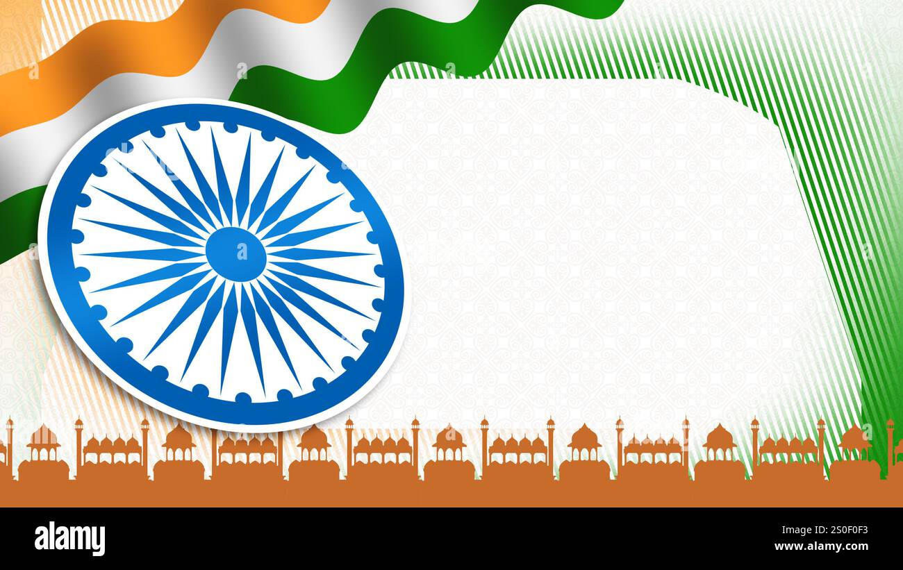 Waving indian flag Chakra with Fort Frame Stock Photo - Alamy