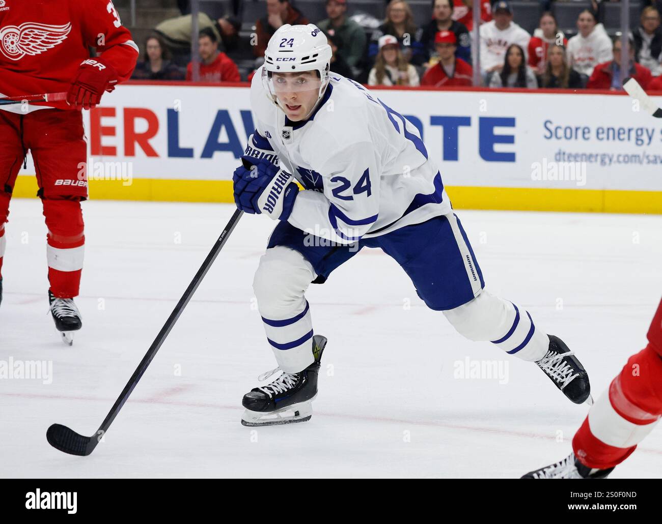 Toronto Maple Leafs center Connor Dewar (24) skates against the Detroit ...