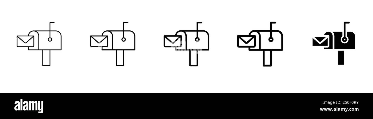 Set of 5 Mailbox icon - 1 unexpanded - 1 Silhouette - Mailbox icons ...