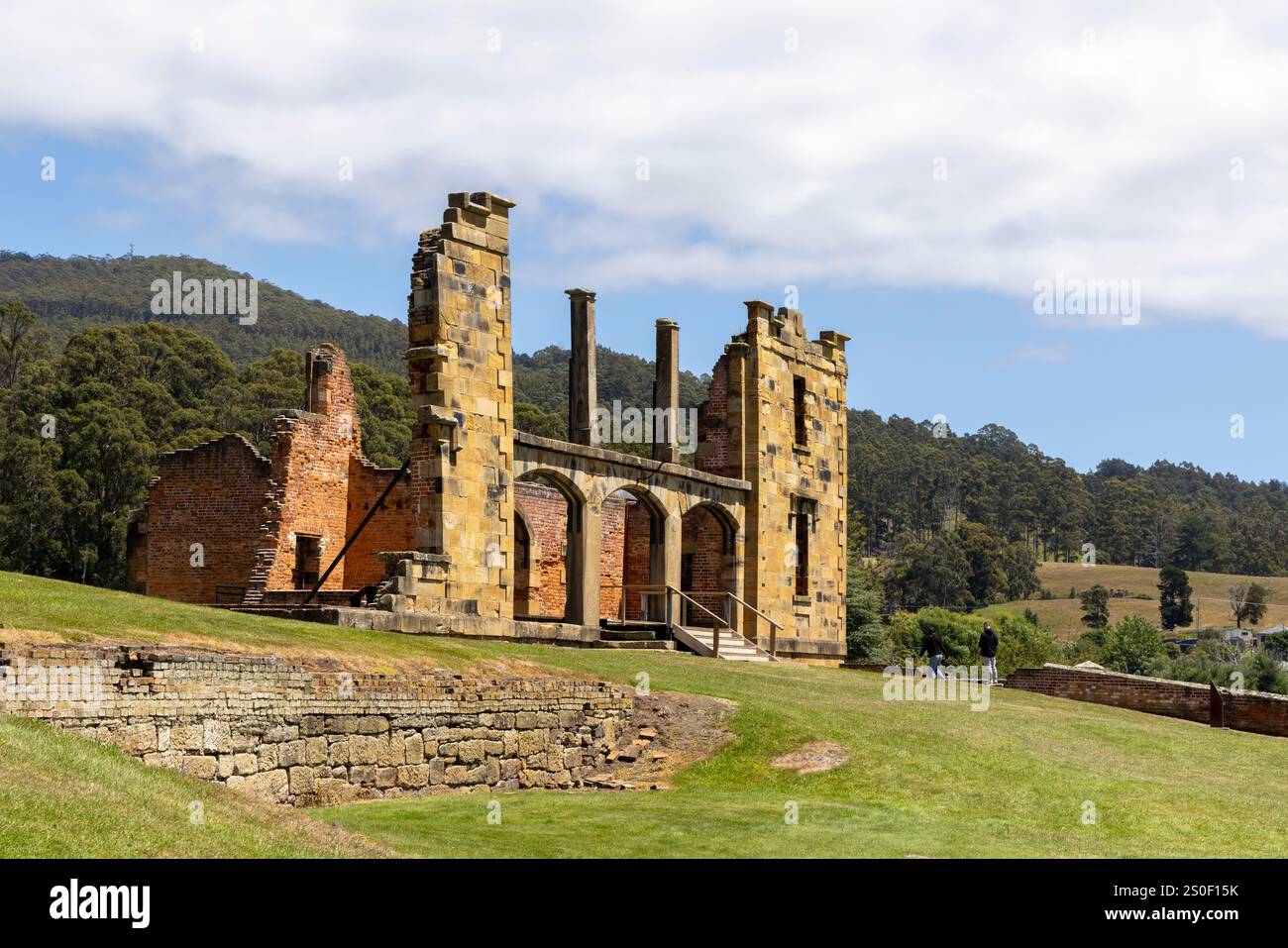 Port Arthur historic site Tasmania, with ruins of the former hospital ...