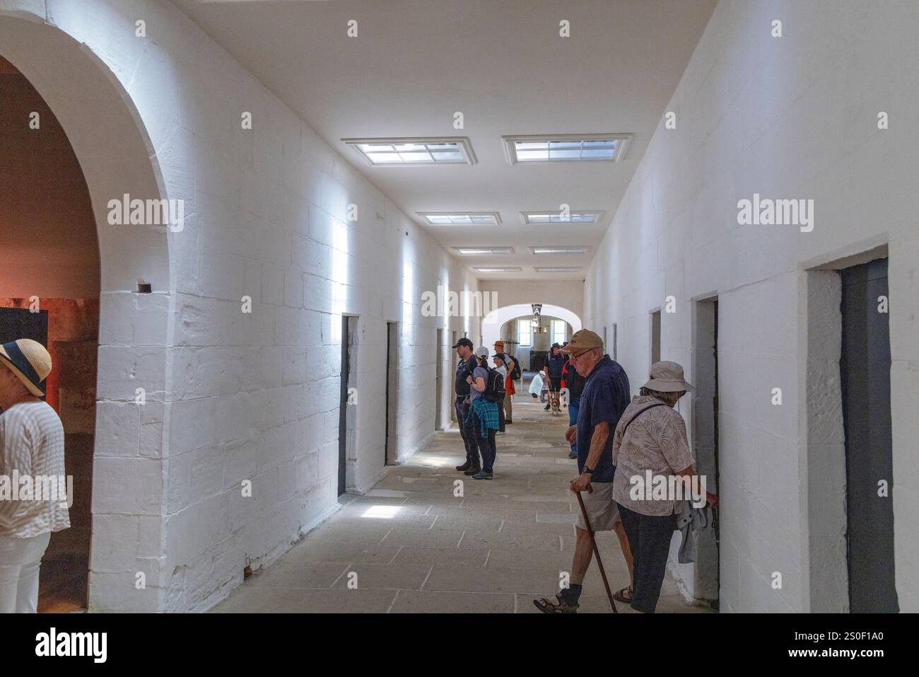 Port Arthur Tasmania, inside the Separate prison building with tourists ...