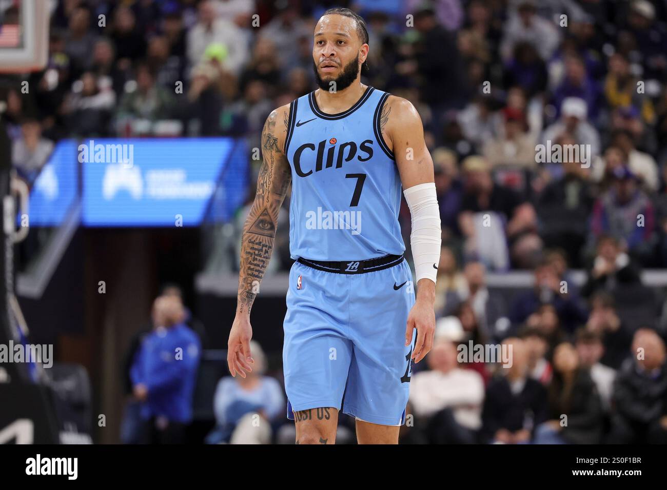 Los Angeles Clippers guard Amir Coffey during the first half of an NBA basketball game against ...