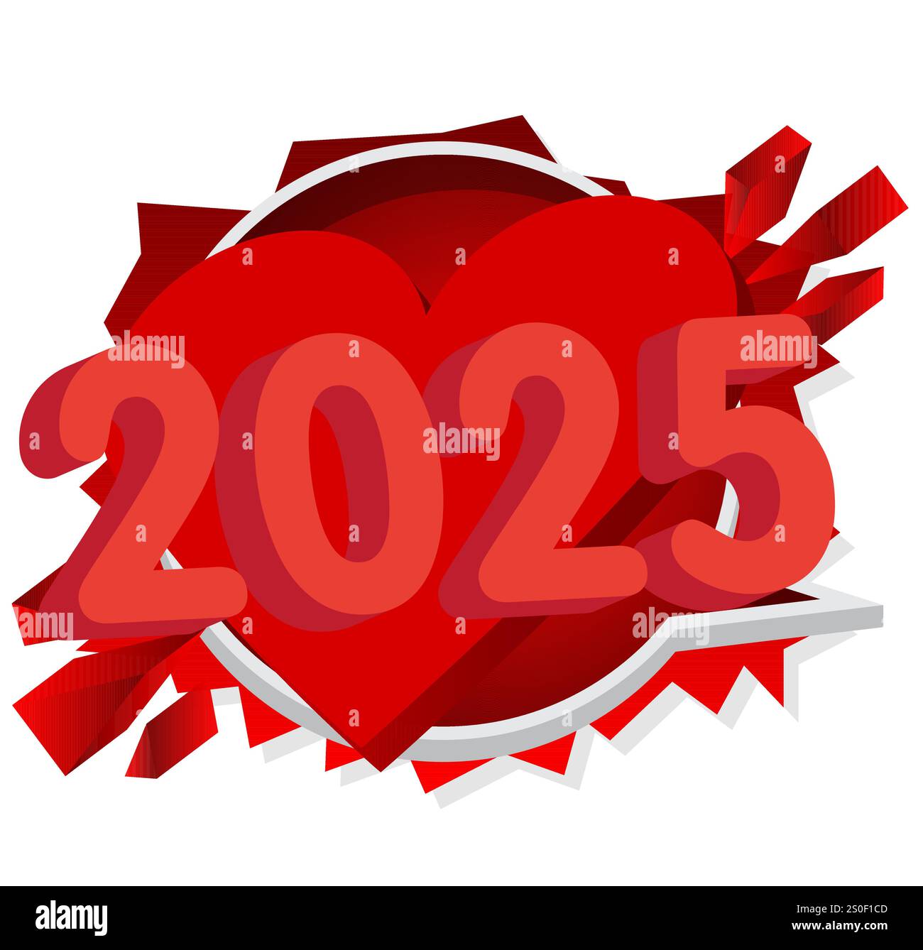 Hearts with number 2025. Abstract Heart holiday background cartoon ...