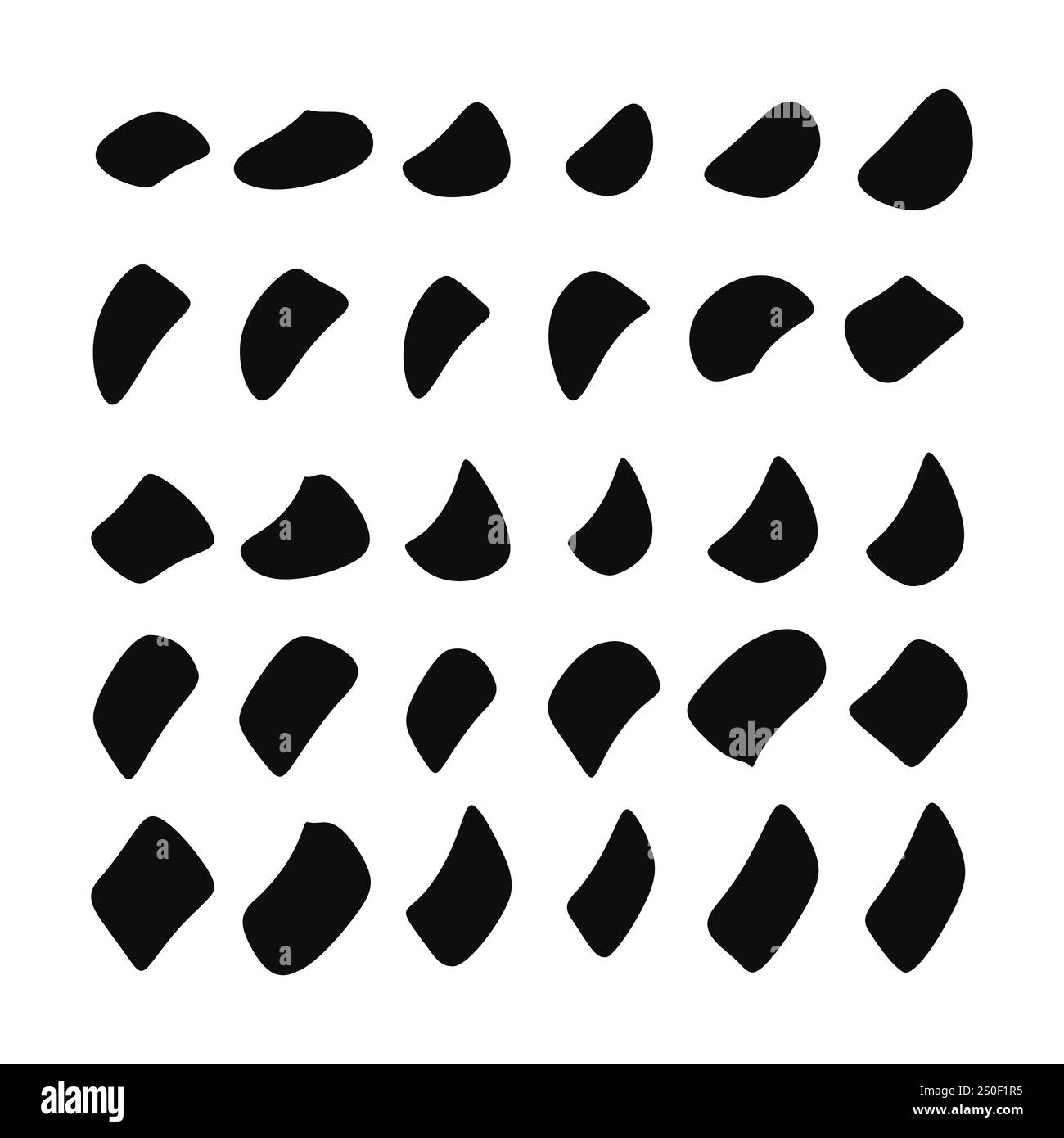 Abstract fluid black blob shape vector illustration set. Different ...
