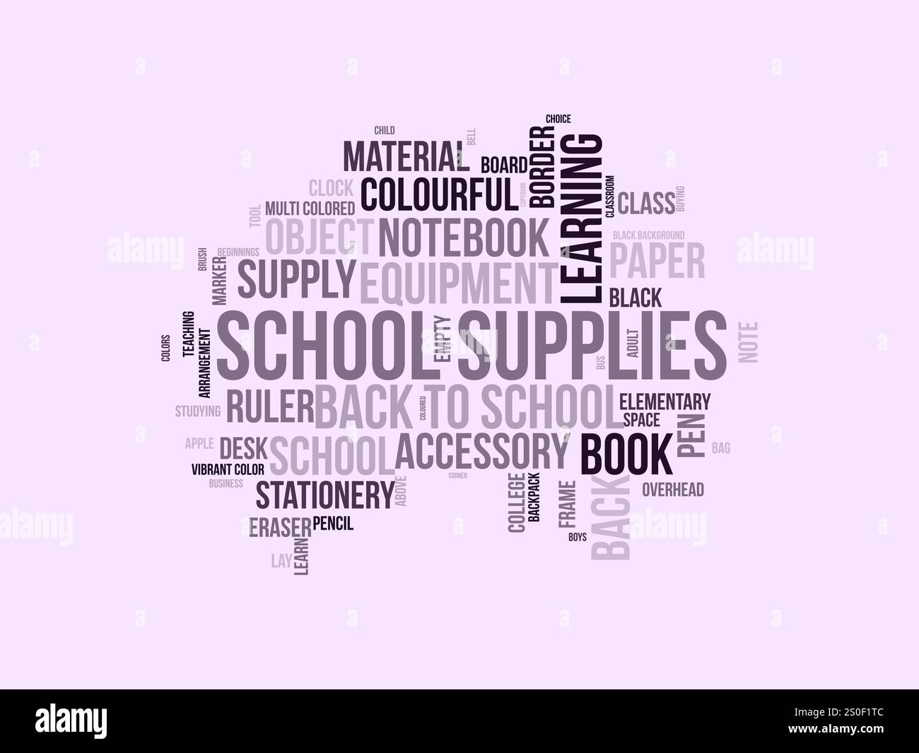 School Supplies word cloud template. School Supplies concept vector ...