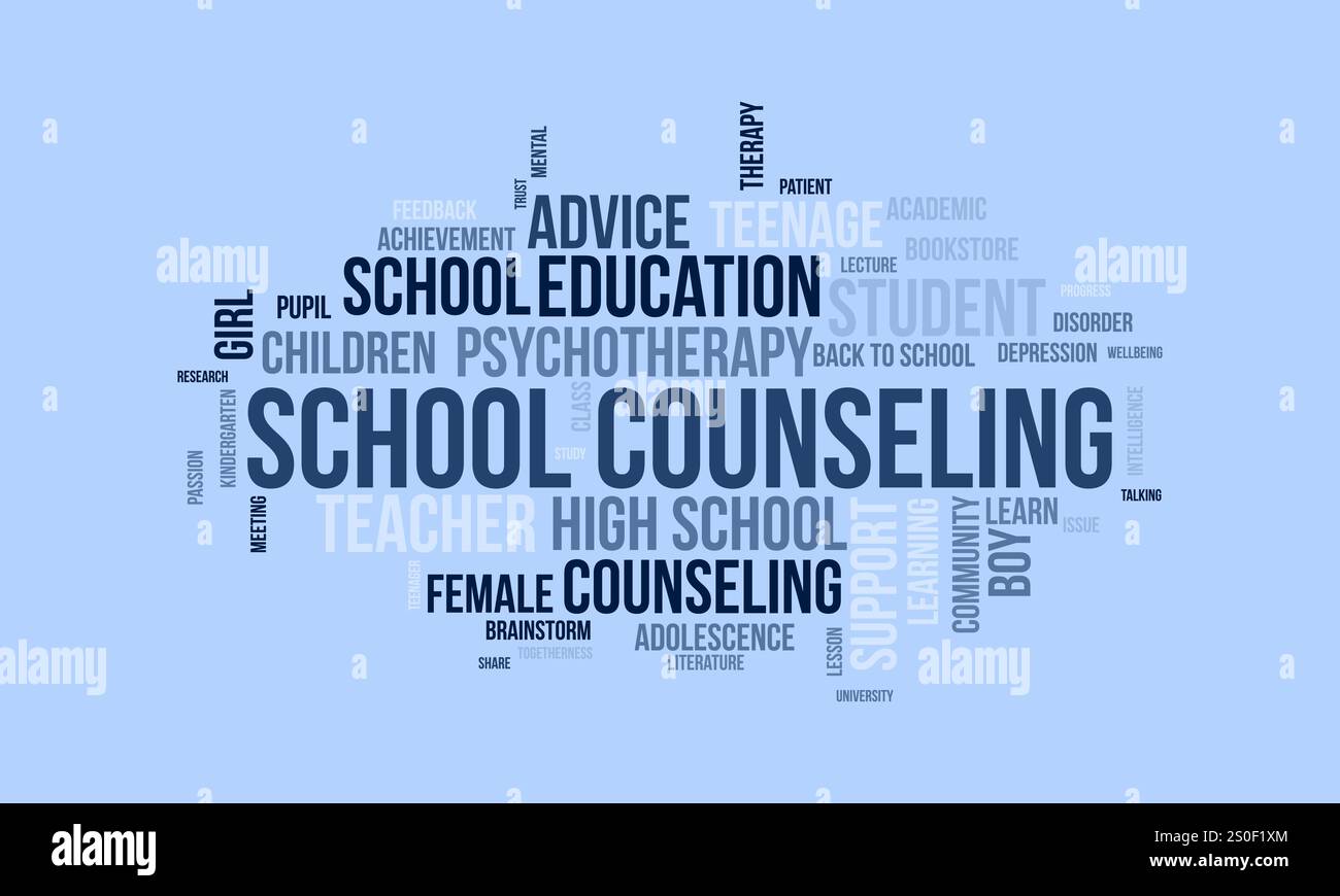 School Counseling word cloud template. School Counseling concept vector tagcloud background ...