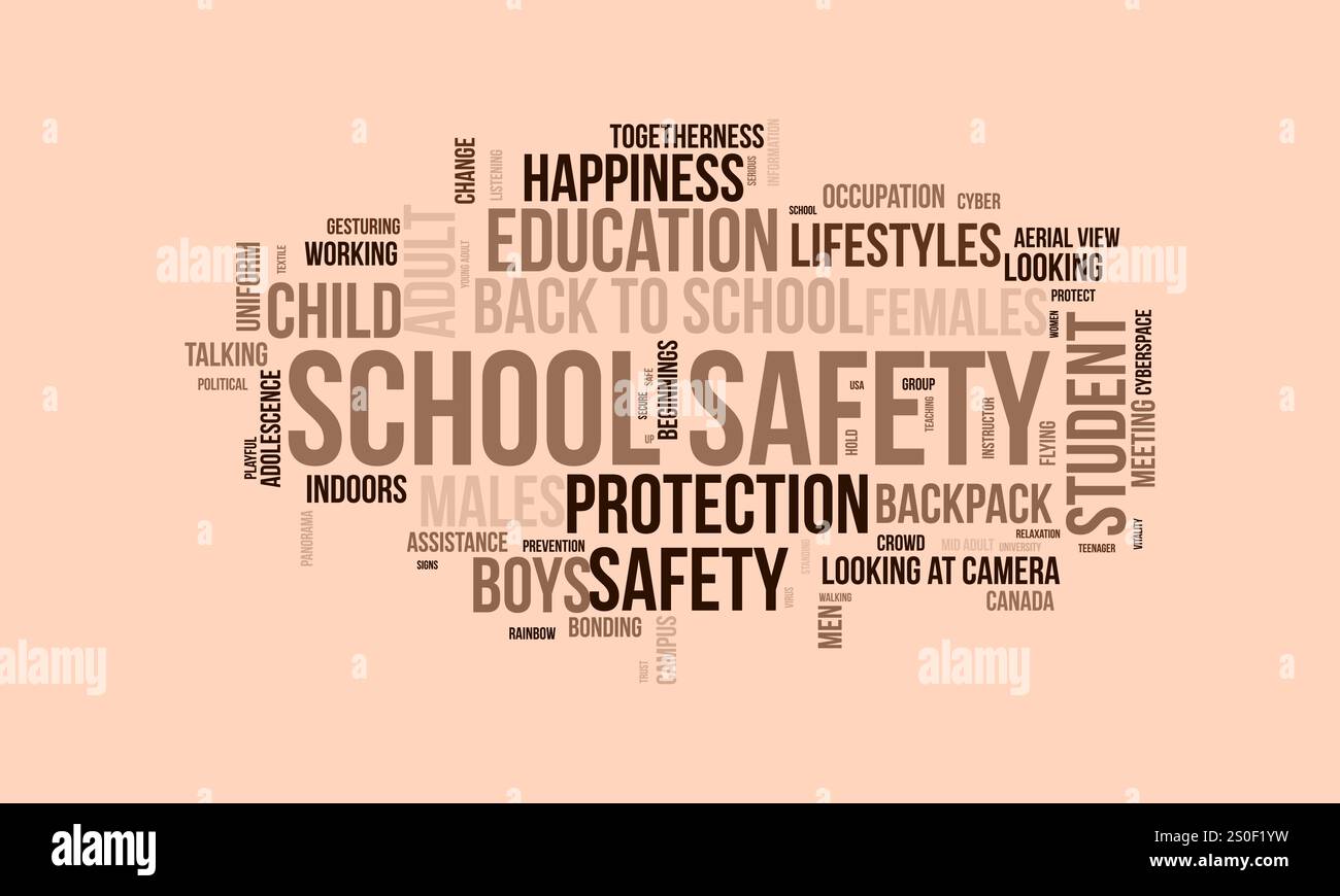 School Safety word cloud template. School Safety concept vector ...