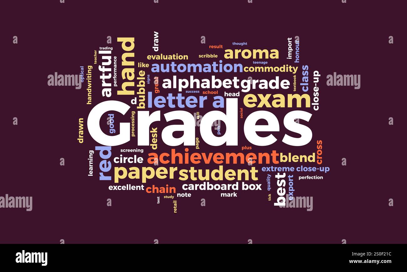 Grades word cloud template. Grades concept vector tagcloud background ...