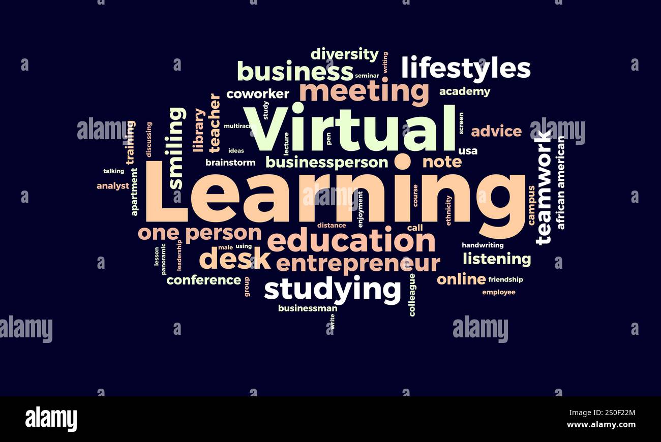 Virtual Learning word cloud template. Virtual Learning concept vector ...