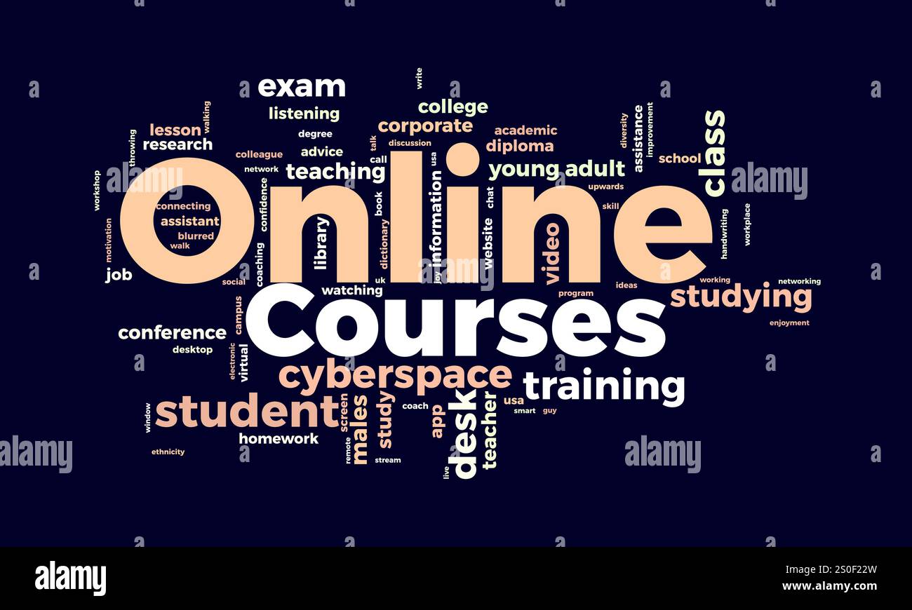 Online Courses word cloud template. Online Courses concept vector ...