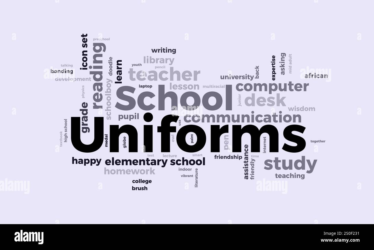 School Uniforms word cloud template. School Uniforms concept vector ...