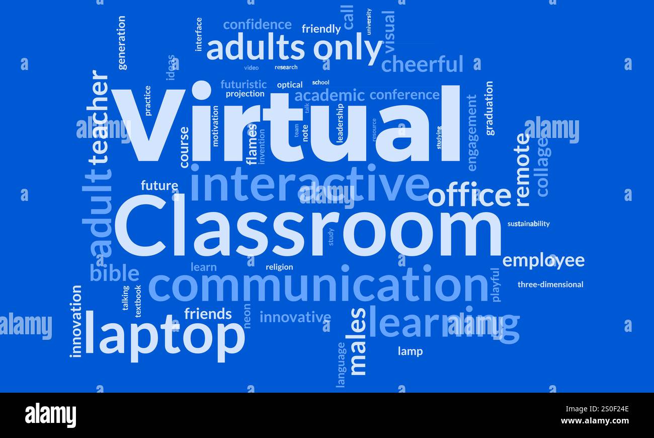 Virtual Classroom word cloud template. Virtual Classroom concept vector ...