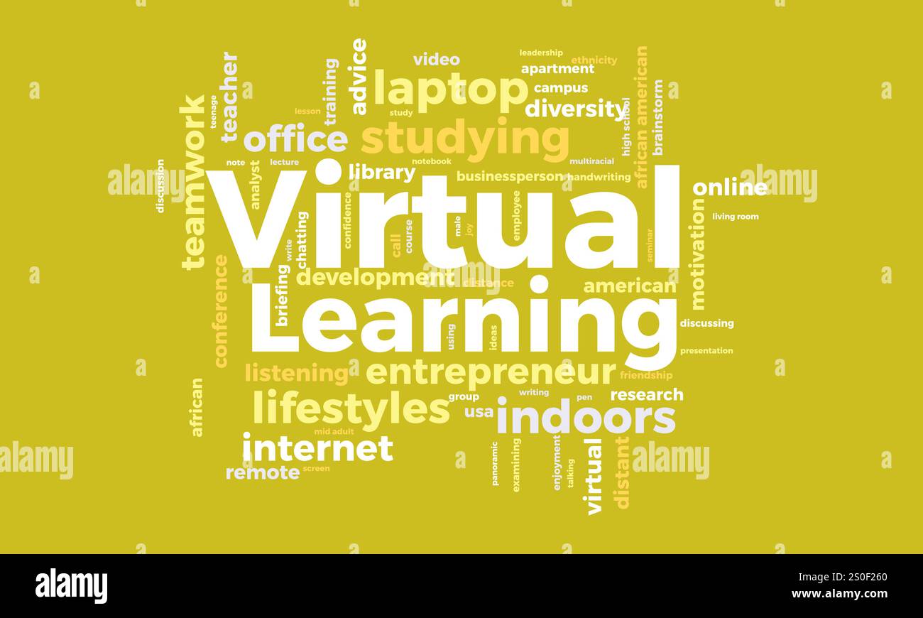 Virtual Learning word cloud template. Virtual Learning concept vector ...