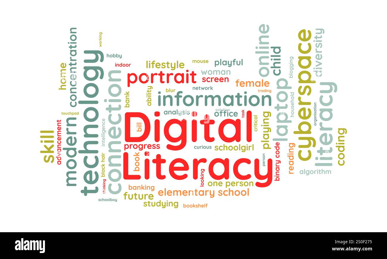 Digital Literacy word cloud template. Digital Literacy concept vector tagcloud background Stock ...