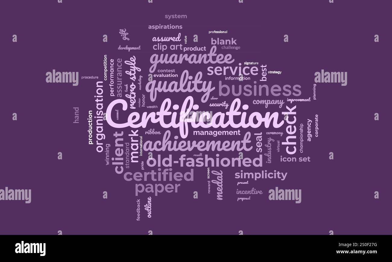 Certification word cloud template. Certification concept vector ...