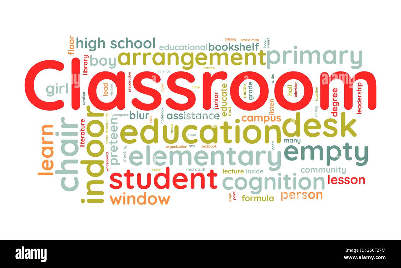 Classroom word cloud template. Classroom concept vector tagcloud ...