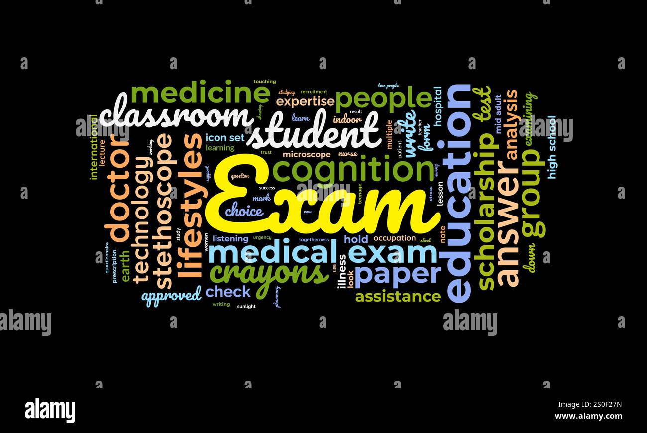 Exam word cloud template. Exam concept vector tagcloud background ...