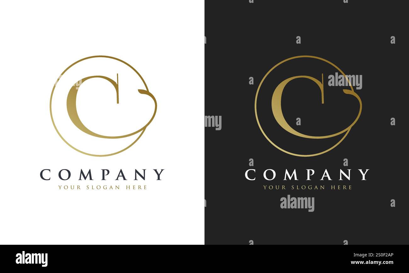 Abstract script gold premium luxury letter C logo design Stock Vector ...