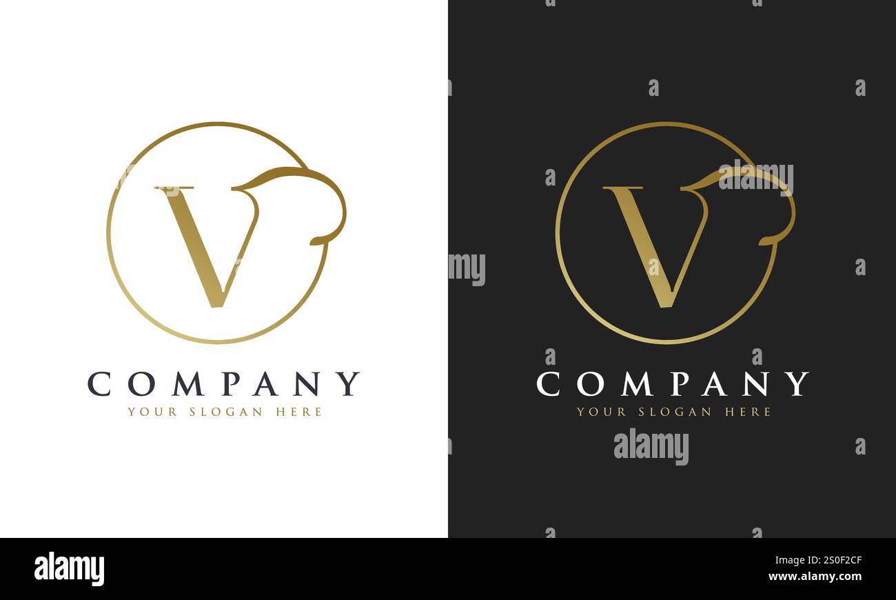 Abstract script gold premium luxury letter V logo design Stock Vector ...
