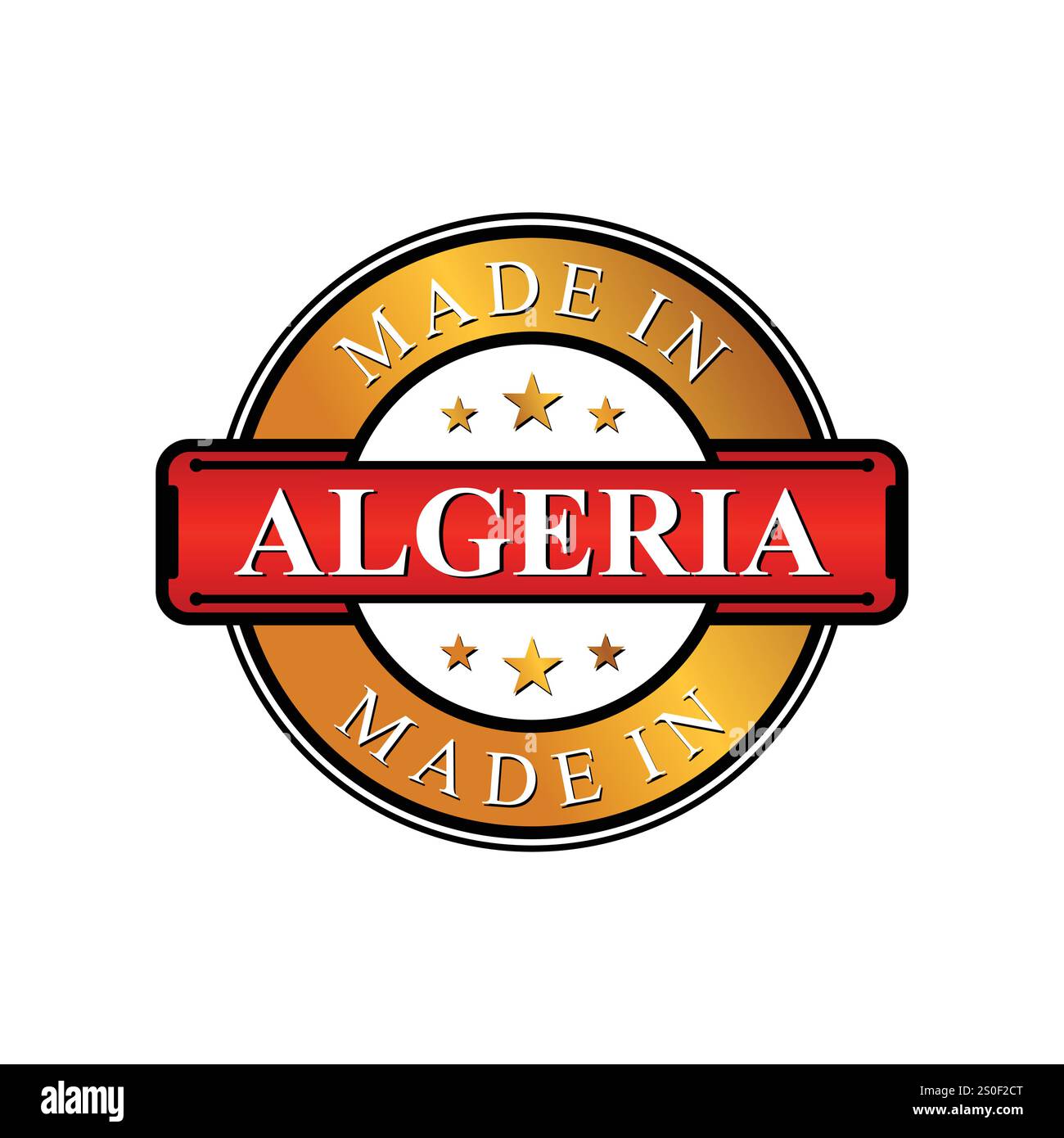 Made in Algeria label icon emblem isolated on white background. Vector ...