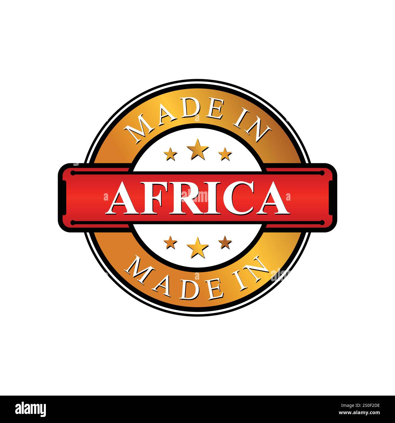 Made in Africa label icon emblem isolated on white background. Vector ...