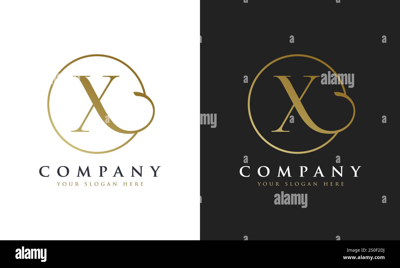 Abstract script gold premium luxury letter X logo design Stock Vector ...