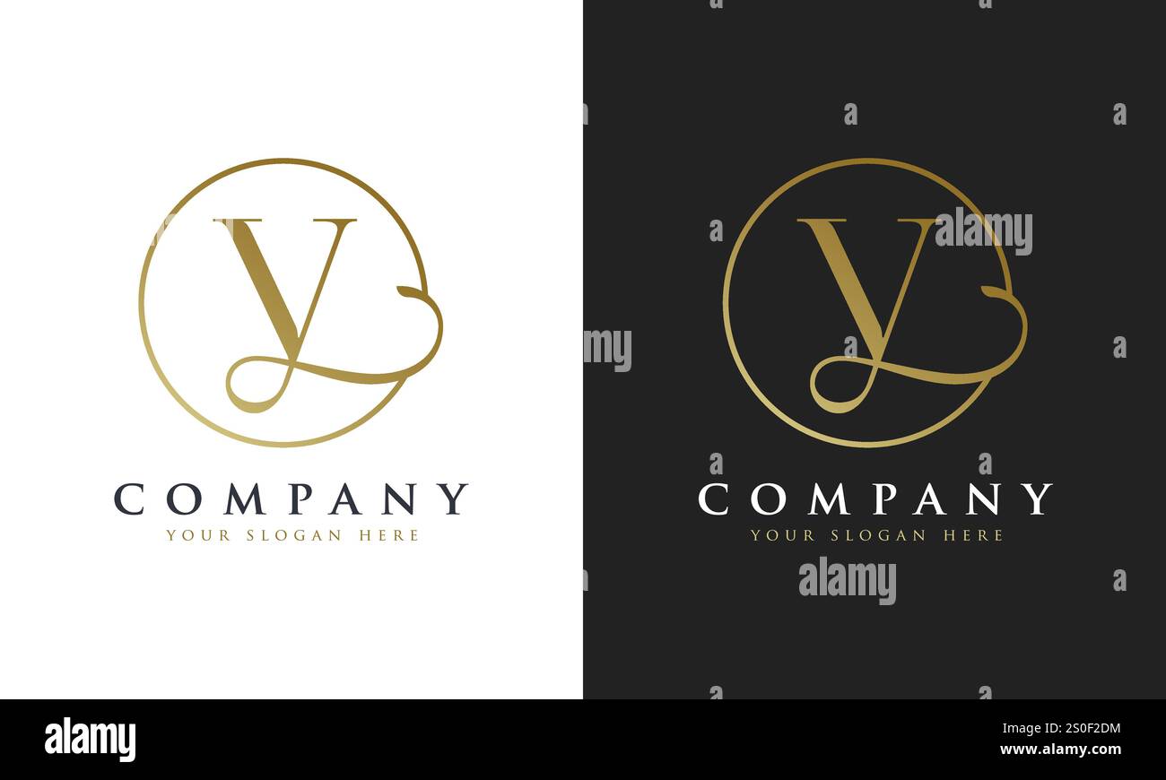 Abstract script gold premium luxury letter Y logo design Stock Vector ...