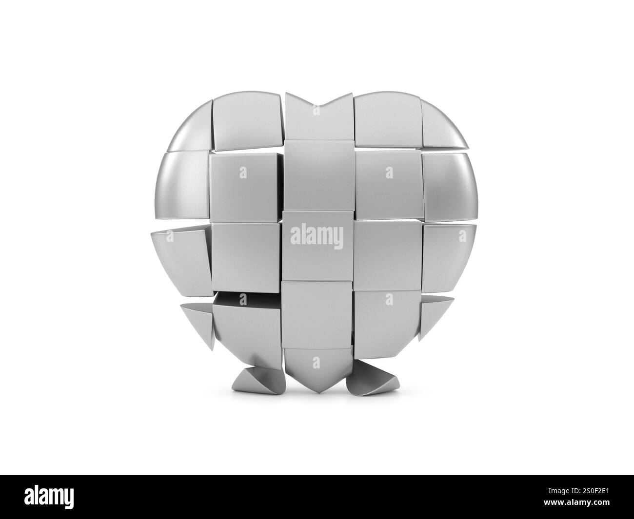 Heart made of cubes on a white background. 3d illustration Stock Photo ...