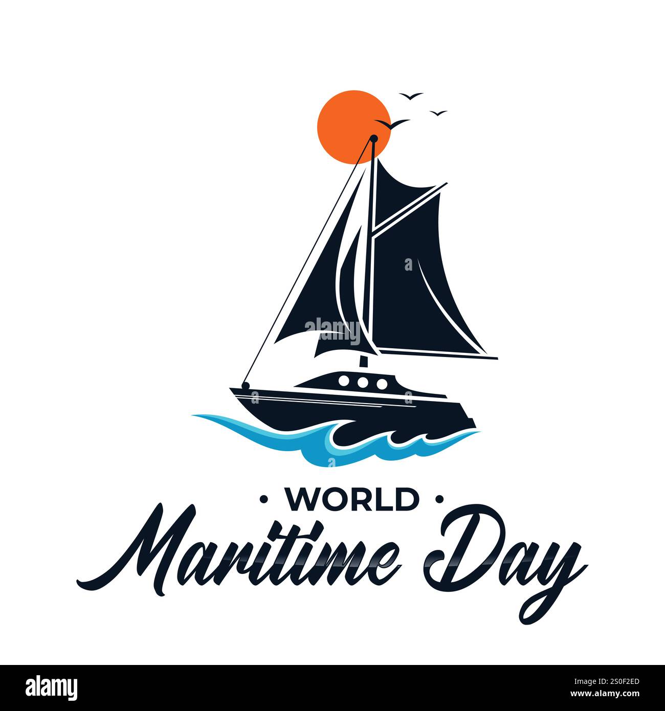 World Maritime Day template background with sailboat. Vector ...