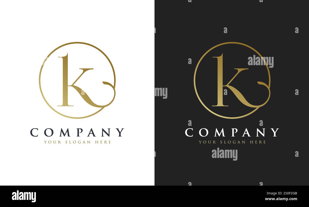 Abstract script gold premium luxury letter K logo design Stock Vector ...