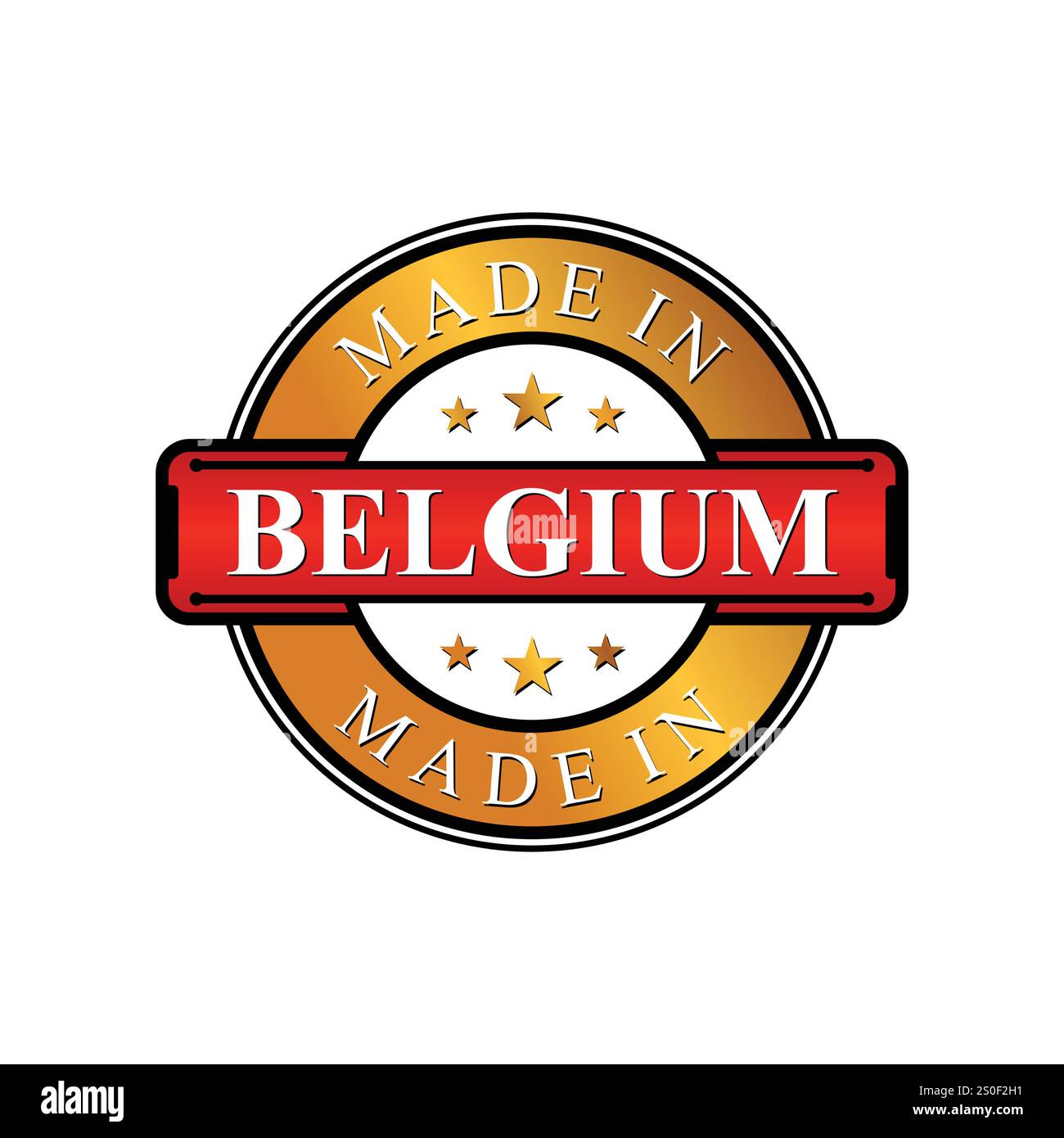Made in Belgium label icon emblem isolated on white background. Vector ...