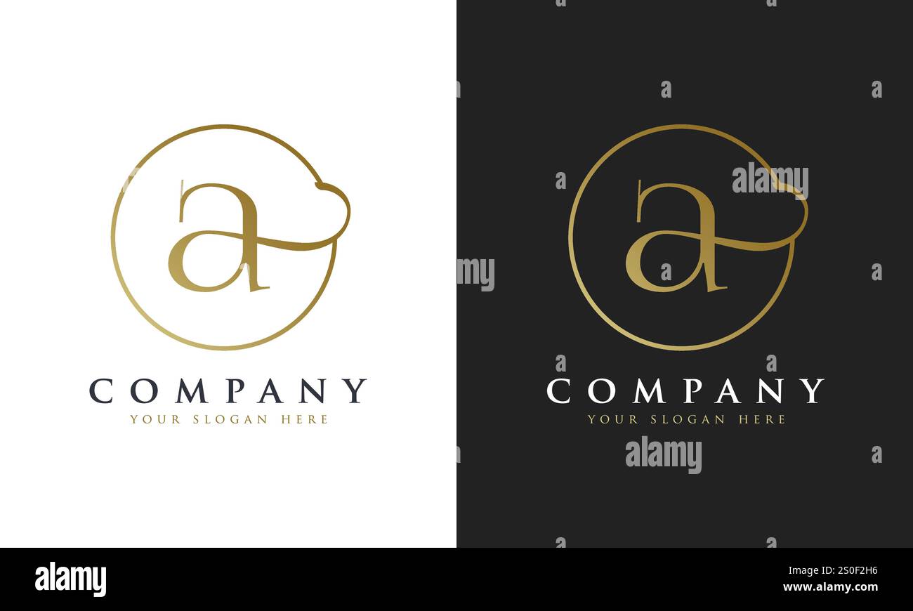 Abstract script gold premium luxury letter A logo design Stock Vector ...