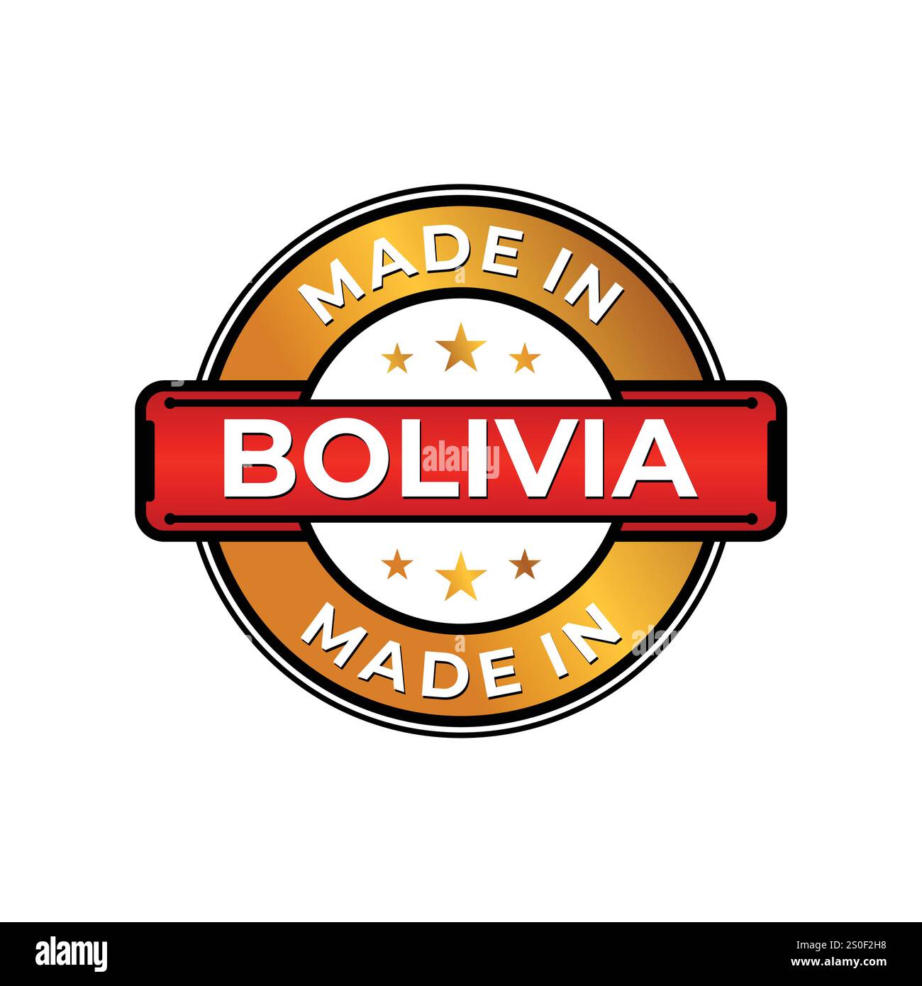 Made in Bolivia label icon emblem isolated on white background. Vector ...